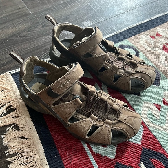 Teva | Shoes | Teva Brown Leather Adjustable Sandals | Poshmark
